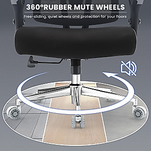 Ergonomic Office Chair, Big and Tall Mesh Chair 400LBS for Home Office&Gaming, High Back Desk Computer Chair with Lumbar Support, 3D Adjustable Headrest,4D Armrests, Upgraded Mute Rubber Chair Casters