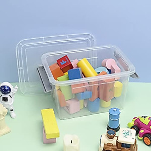 Sandmovie Small Plastic Storage Bin, Clear Storage Latch Box with Lids, 6 Packs