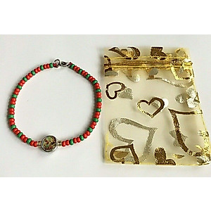 ALEX AND ELSA SAINT MICHAEL BEAD BRACELET FOR PROTECTION 7.5" LONG/PULSERA DE SAN MIGUEL PARA PROTECCION 7.5 LARGO