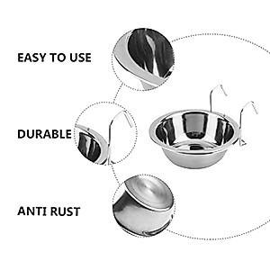 Generic 2 Sets Stainless Steel Pet Feeder Hanging Parrot Bowls Dog Water Container Bird Cage Accessories for Pet Dog Cat Bird Size M