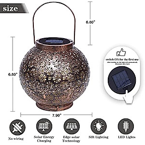Solar Lantern Outdoor Hanging Lights 2022 New Version Largest and Brightnest Solar Lights Waterproof Metal Table Lamp for Garden, Yard, Tabletop, Patio, Lawn Decorative