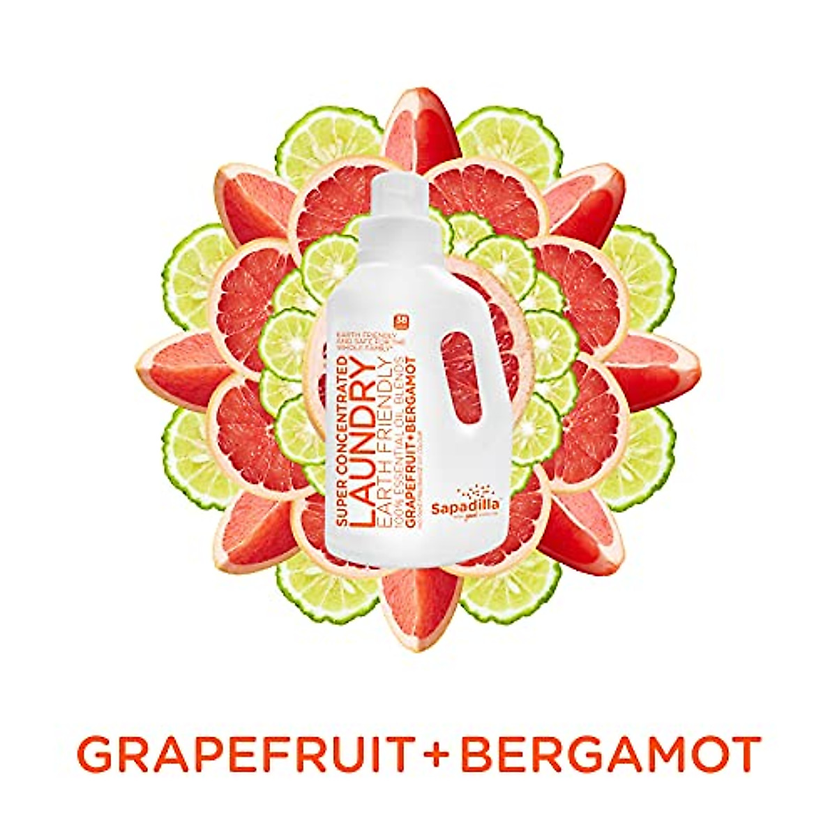 Sapadilla Grapefruit + Bergamot High Efficiency (he) Biodegradable Laundry Detergent Liquid , 32 Ounce