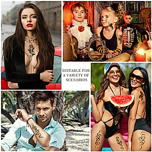 22 Sheets Realistic Snake Temporary Tattoos 3D Tribal Serpent Tattoos Floral Swords Snake Fake Tattoos Waterproof Snake Tattoo Stickers for Women Men Adults Kids Face Arm Leg Body Art