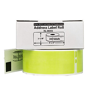 HOUSELABELS Compatible DYMO 30252 Green Address Labels (1-1/8" x 3-1/2"), Strong Permanent Adhesive, Compatible with DYMO LW 450, 4XL, Rollo & Zebra Desktop Printers, 6 Rolls /2100 Labels