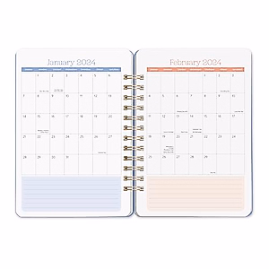 Orange Circle Studio Do It All 2024 Weekly Planner, 17-Month Wire-O Bound Calendar Book with Dotted Grid Week-Per-Spread View & To-Do Lists, Appointment, Budget & Goal Tracker for School/Work, Coral