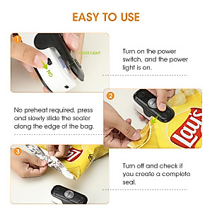 Aieve Bag Sealer Mini, Rechargeable Chip Bag Sealer, Handheld 2 In 1 Heat Seal & Cutter