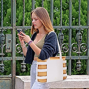 Leather Tote Bag for Women, Two Piece Set Singly Detachable Beach Bag with Purse Organizer Insert