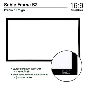 Elite Screens Sable Frame B2 120-INCH Projector Screen Diagonal 16:9 Diag Active 3D 4K 8K Ultra HD Ready Fixed Frame Home Movie Theater Black Projection Screen with Kit, SB120WH2, CineWhite UHD-B