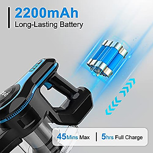 INSE Cordless Vacuum Cleaner, 6-in-1 Rechargeable Stick Vacuum with 2200 m-A-h Battery, Powerful Lightweight Vacuum Cleaner, Up to 45 Mins Runtime, for Home Hard Floor Carpet Pet Hair-N5S Navy