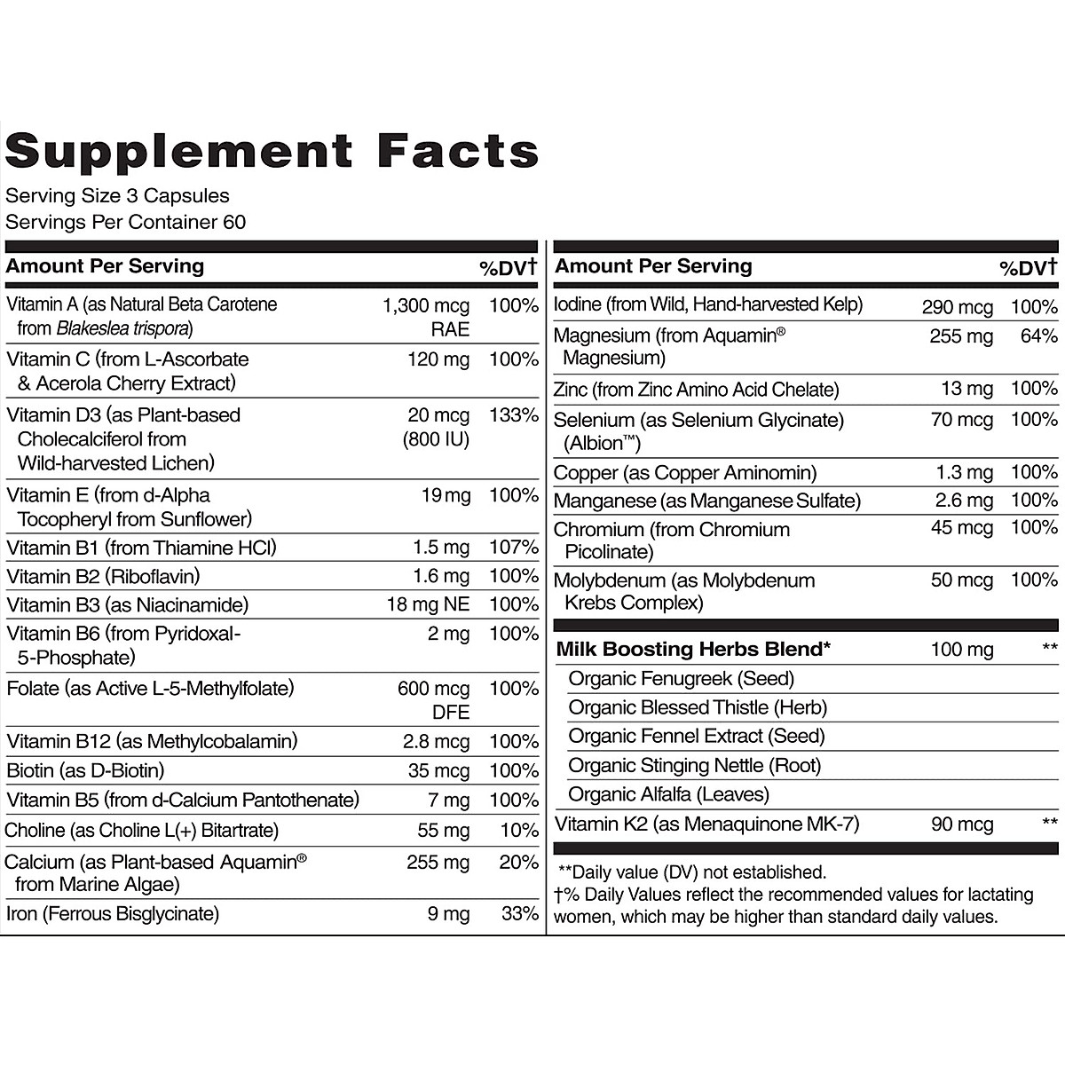 NATURELO Postnatal Multivitamin - Supplement for Breastfeeding Women - Plant-Based Vitamin D, Folate, Gentle Iron - for Nursing Mother, Baby - Post Natal Lactation Support (180 Count (Pack of 1))