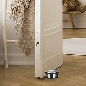 Sumnacon 2Pcs Heavy Duty Door Stoppers No Drill, Sturdy Stainless Steel Floor Door Stops with Anti-Skid Rubber - Decorative Metal Doorstops for Home Office Commercial Industrial, Silver