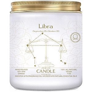 YTENTE Libra Gift for Women,Scented Candles Gifts for Women, Libra Candles,Zodiac Crystals Candles, September Birthday Gifts for Women Mom Sister Astrology Gift Christmas Gift