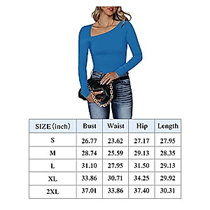 REORIA Women's Casual Classy Asymmetrical Neck Long Sleeve Ribbed Slimming Thong Leotards Bodysuit Tops Coffee Large