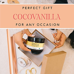 Organic Vanilla Coconut Body Scrub - USA Made Sugar Scrub with Natural Ingredients, Moisturizing Body & Foot Exfoliator for Dry and Sensitive Skin, Removes Dead Skin Cells & Reduces Ingrown Hair