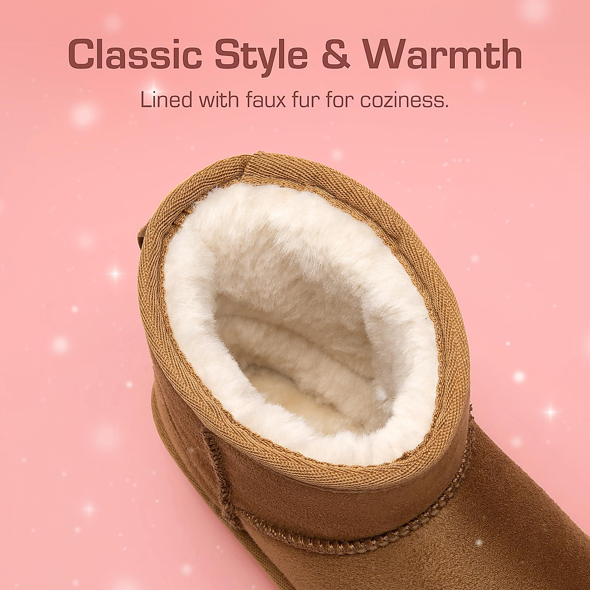 DREAM PAIRS Girls Boys Boots Kids Winter Ankle Faux Fur Lined Snow Shoes FuzzyClassic Kid's Low Boot for Toddler/Little Kid/Big Kid,Size 9 Toddler,Camel,KSB214-1