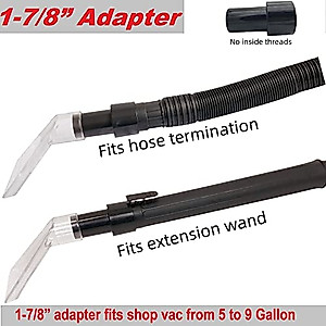 TunaMax Shop Vac Extractor Attachment with 1-1/4" & 1-7/8" Two Adapters for Upholstery & Carpet Cleaning and Car Detailing, Clear Nozzle Extraction Accessories for 1-9 Gallon Wet/dry Vacuum Cleaners