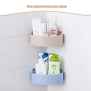 2 Pack Bathroom Seamless Shelf Punch Free Shower Caddy Bathroom Suction Corner Storage Box Drill Free Removable Plastic Shower Rack Kitchen Storage Basket