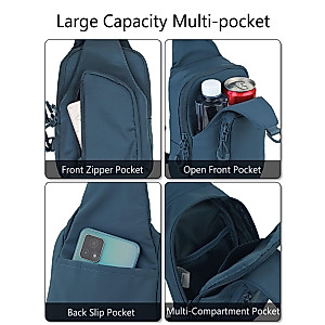 Niumike Small Sling Bag Crossbody Chest Bags Daily Backpack with Adjustable Straps for Women Men Casual Outdoor Traveling Hiking, Blue