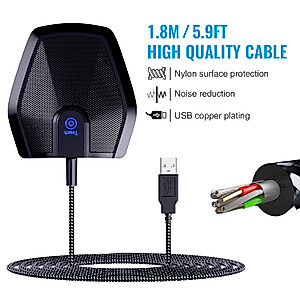 TONOR Conference USB Microphone for Computer PC, Omnidirectional Condenser Laptop Mic for Video, Recording, Skype, Online Class, Court Reporter, Plug & Play Compatible with Mac OS X Windows