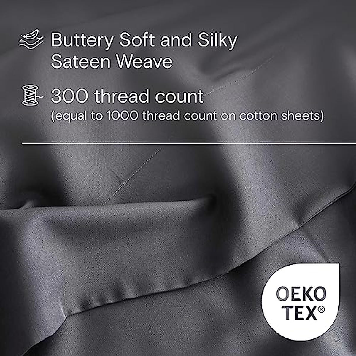 DOZ by SIJO 100% Organic Bamboo Sheet Set, Buttery Soft, Cooling for Hot Sleepers, Silky Breathable, Oeko-TEX, High GSM, 16" Deep Pockets - 3pc - 2 Pillowcases 1 Fitted Sheet (Storm, Queen)