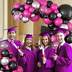 Pink Black Balloon Garland,BTZO Balloons Arch Kit With Metallic Silver Pink Confetti Balloons,Black and Pink Balloons for Birthday Wedding Baby Shower Engagement Party Decorations
