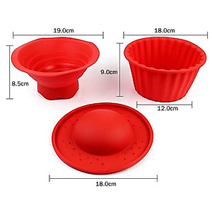 JYNHOOR Giant Cupcake Molds,Dishwasher Safe Big Top Silicone Cupcake Molds,Non-Stick Jumbo Caupcake Bake sets for Easy Cake Decorating and DIY Bake tools(3 pack)