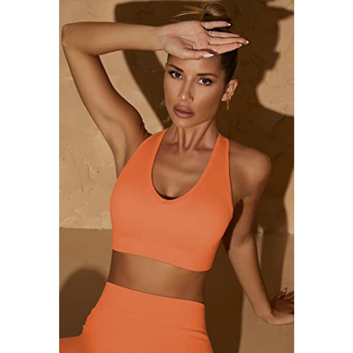 WANLISS Summer Plus Workout Sets for Women 2 Piece Seamless Ribbed Crop Tank High Waist Shorts Casual Yoga Outfits