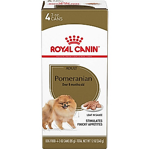 Royal Canin Breed Health Nutrition Pomeranian Adult Loaf in Sauce Canned Dog Food, 3 oz can (4-pack)