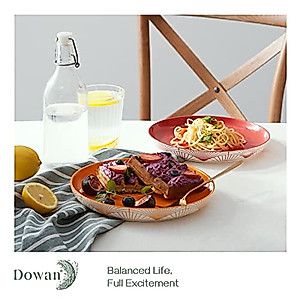 DOWAN 8.5'' Pasta Bowls, Ceramic Dinner Plates Salad Bowls Set of 4, Colorful Shallows Bowls, Large Size Serving Bowls for Christmas, Wedding Party, Ideal Gift