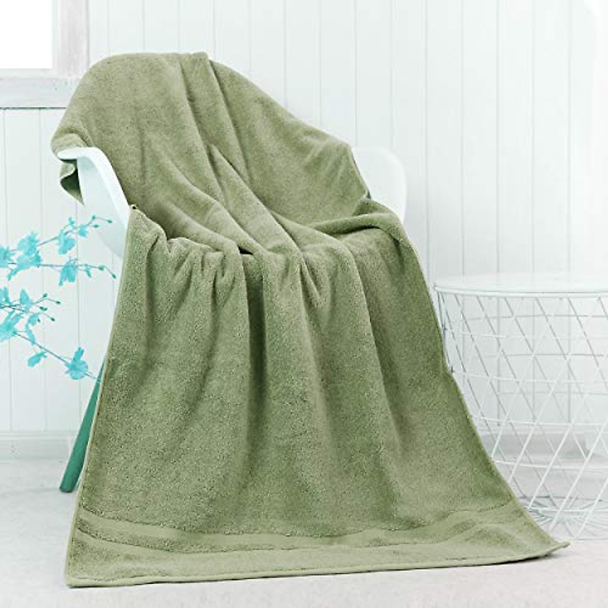 TALVANIA Bath Towel Set - Luxury Hotel Bath Towels 100% Ring Spun Cotton 8 Piece Towel Set; 2 Bath Towels, 2 Hand Towels and 4 Washcloths Perfect for Bathrooms, Guest Room, Spa or Hotels (Mint Green)