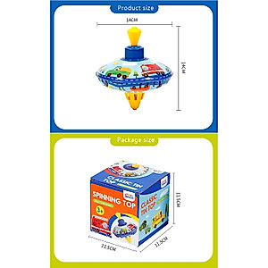 Cartoon Animal Printed Spinning Tin Top Metal Finger Top Good Balance Gyroscope for Adults and Children (Blue)