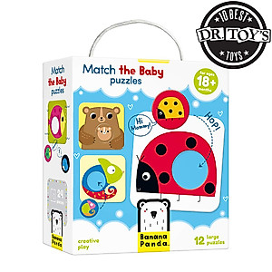 Banana Panda Match The Baby Toddler Puzzles and Matching Activity - Set includes 12 Large 2-Piece Beginner Puzzles with Round Elements to Mix and Match - for kids ages 18 months and up