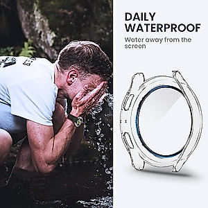 Tensea for Samsung Galaxy Watch 5 2022 & 4 2021 Waterproof Screen Protector Case 44mm Accessories, Protective Face Cover for 44 mm, Hard Bumper Built-in Tempered Glass Film Women Men