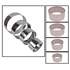 Set of 4 Round Mousse Cake Baking Rings Cutters Bottomless by EUROTINS