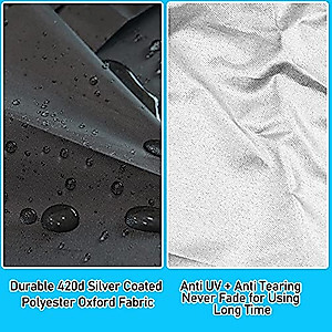 JCOLUSHI Fire Pit Cover Round, Fire Pit Covers for 22 inch -34 inch Fire Pit, 600D Silver Coated Polyester Oxford Fabrics, Waterproof Firepit Covers Round, Dustproof and Anti UV, Black