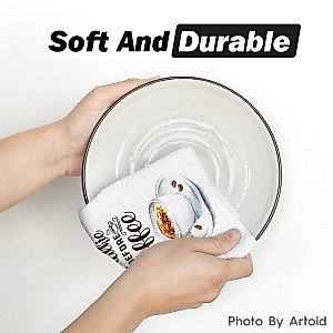 Artoid Mode But First Coffee Kitchen Towels Dish Towels, 18x26 Inch Seasonal Wedding Mug Coffee Bean bar Decoration Hand Towels Set of 4