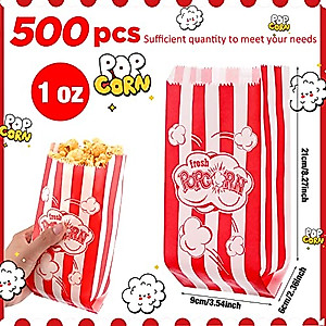 Potchen 502 Pieces Popcorn Machine Supplies Set Includes 500 Pcs 1oz Red and White Bags Bundle Scoop Stainless Steel Seasoning Dredge with Handle Lid Season Salt Shaker