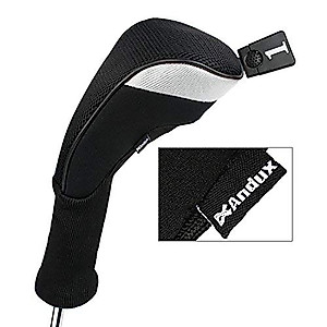 Andux 5pcs/Set Golf 460cc Driver Fairway Wood Club Head Covers Long Neck Black