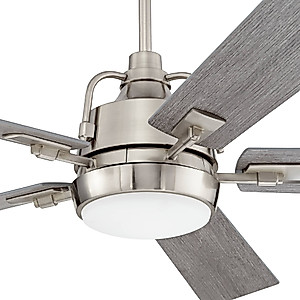 Casa Vieja 60" Lemans Modern Industrial Indoor Ceiling Fan with Dimmable LED Light Remote Control Brushed Nickel Gray Oak Opal Etched Glass for Living Kitchen Bedroom Family Dining Room