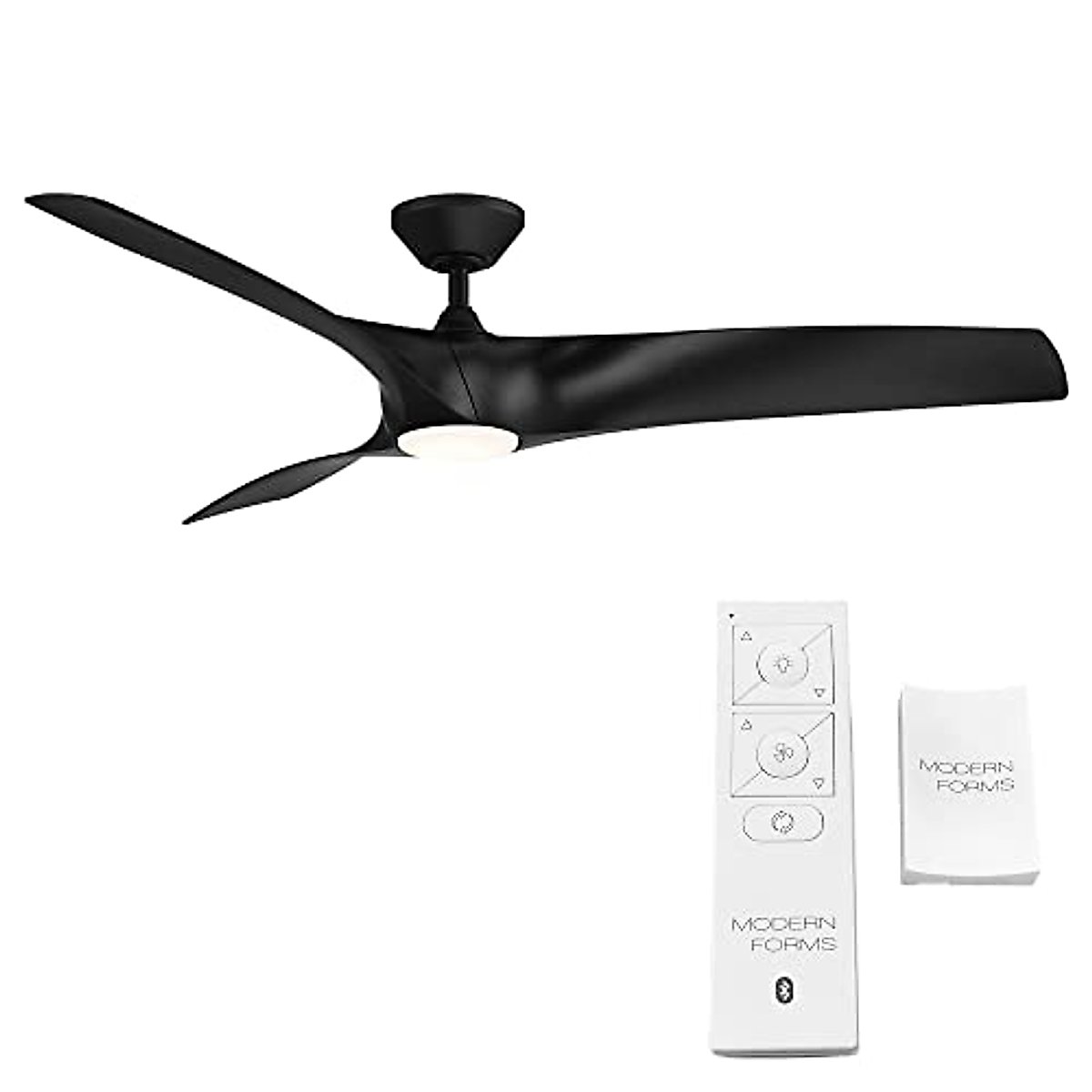 Zephyr Smart Indoor and Outdoor 3-Blade Ceiling Fan 62in Matte Black with 3000K LED Light Kit and Remote Control works with Alexa, Google Assistant, Samsung Things, and iOS or Android App