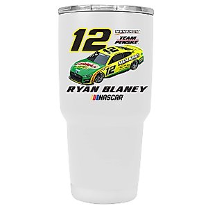 R and R Imports Nascar # 12 Ryan Blaney 24 oz Stainless Steel Tumbler Car Design White