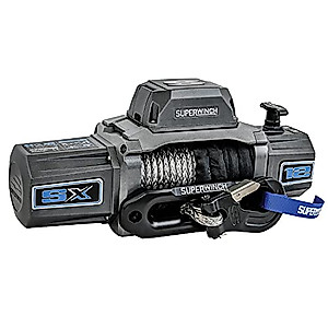 Superwinch 1712201 SX12SR 12V DC Winch 12,000 lb/5,443 kg Single Line Pull with Hawse Fairlead, 3/8in x 85ft Synthetic Rope, Corded Handheld and Wireless Remote