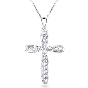 NINAMAID 925 Sterling Silver Cross Necklace for Women Mothers Day Gifts Silver Cross Necklaces Womens Jewelry Gifts for Women Mom Her