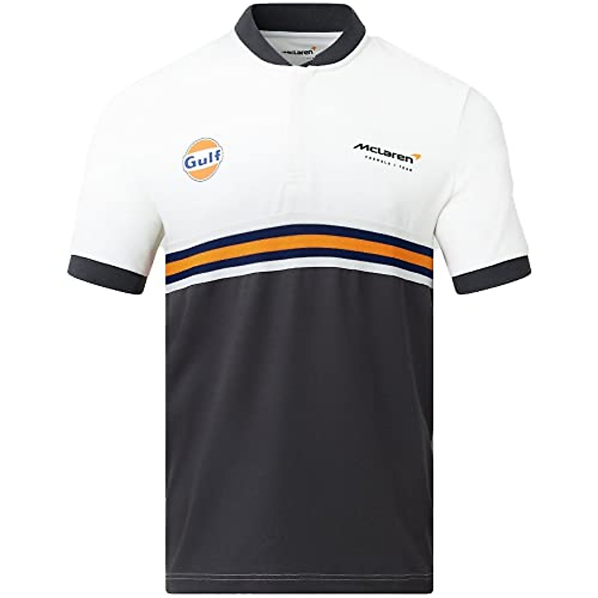 McLaren F1 Gulf Collaboration Men's Classic Striped Polo Shirt White
