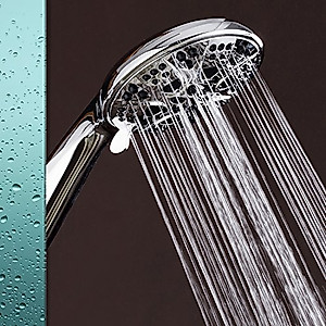 AquaDance Chrome Giant 5" 6-Setting High Pressure Hand Held Head with Hose for Ultimate Shower Spa Officially Independently Tested to Meet Strict US Quality & Performance Standards