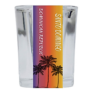 Santo Domingo Dominican Republic 2 Ounce Square Shot Glass Palm Tree Design