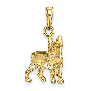 Solid 14k Yellow Gold Boston Terrier Dog Pendant Charm - 20mm x 13mm
