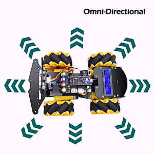 Adeept 4WD Omni-directional Mecanum Wheels Robotic Car Kit for ESP32-S3 | Banana Pi PicoW-S3 DIY STEM Remote Controlled Educational Robot Kit with LCD1602 Display, Python Code & PDF Tutorials