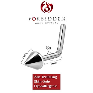 Forbidden Body Jewelry 20g Titanium Spike Top L-Shape Nose Stud
