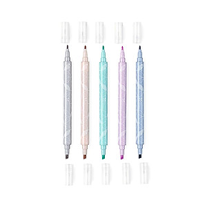 Erin Condren Designer Desk Accessories - Pastel Dual-Tip Highlighters 5-Pack. Set of 5 Pastel Dual-Tip Highlighters: Includes Blush, Orchid, Pool, Monaco and Grey Colors